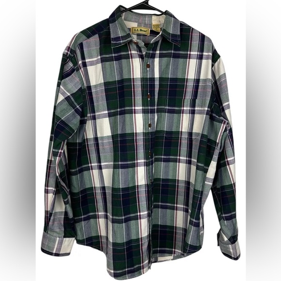 L.L. Bean | Shirts | Vintage Ll Bean Plaid Flannel Shirt Mens Size L ...